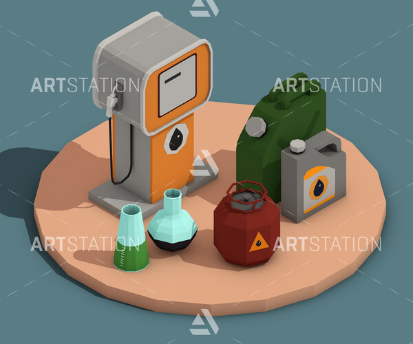ArtStation - Low Poly Oil Industry Isometric Icon | Game Assets