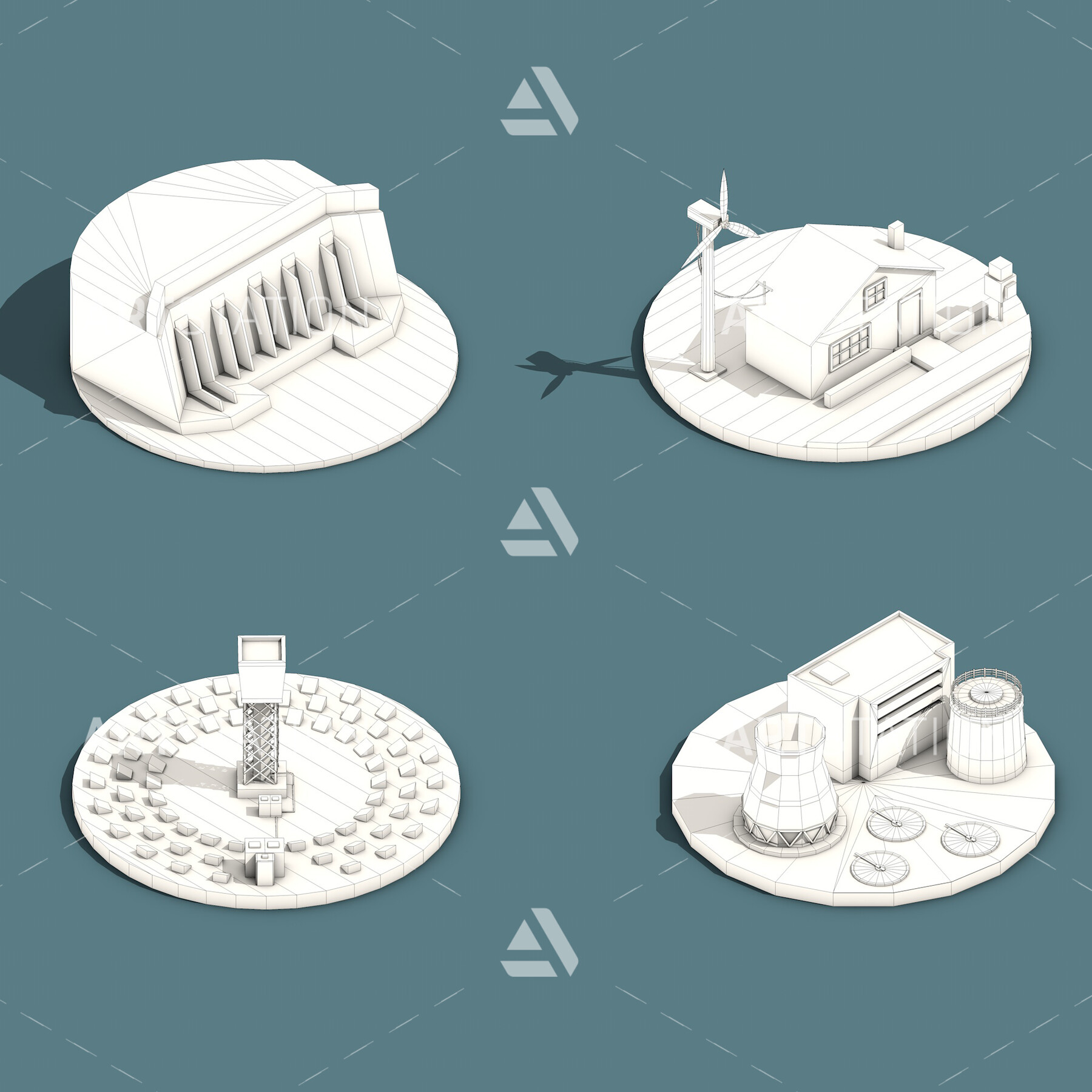 ArtStation - Low Poly Green Energy Isometric Icon | Game Assets