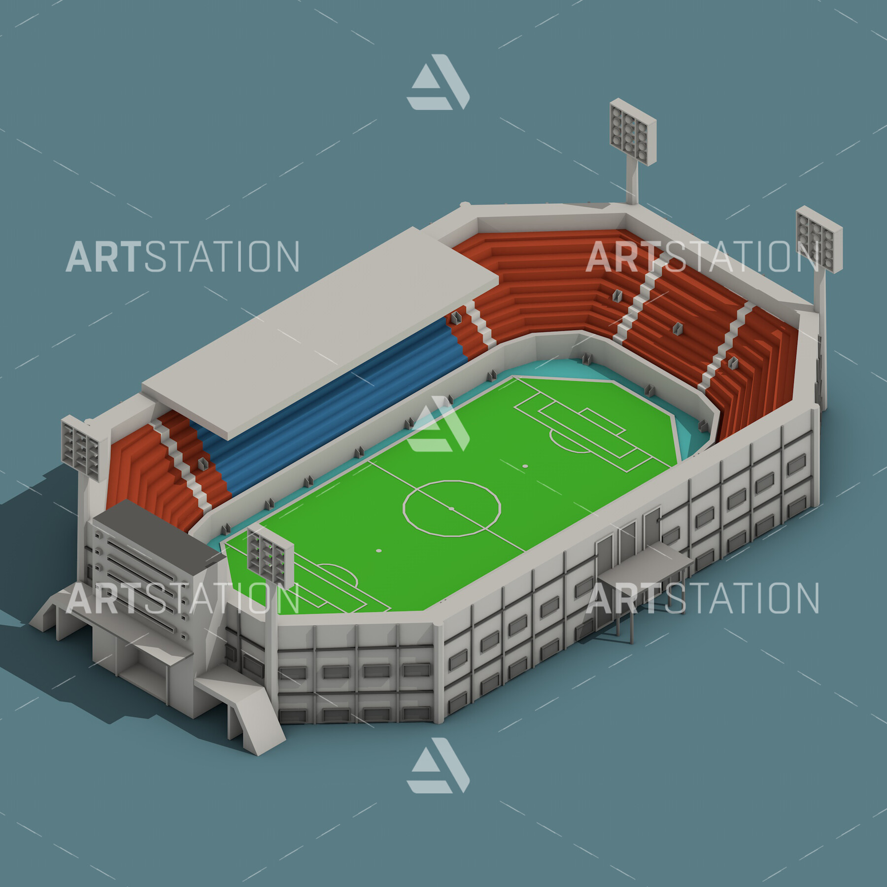 ArtStation - Low Poly Stadium Set Isometric Icon | Game Assets