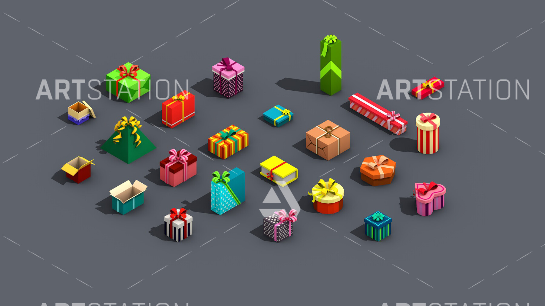 ArtStation - Low Poly Gift Box Isometric Icon | Game Assets