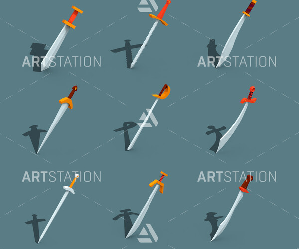 ArtStation - Low Poly Sword Isometric Icon | Game Assets