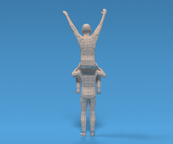 ArtStation - Low Poly Kids Riding on Shoulders | Game Assets