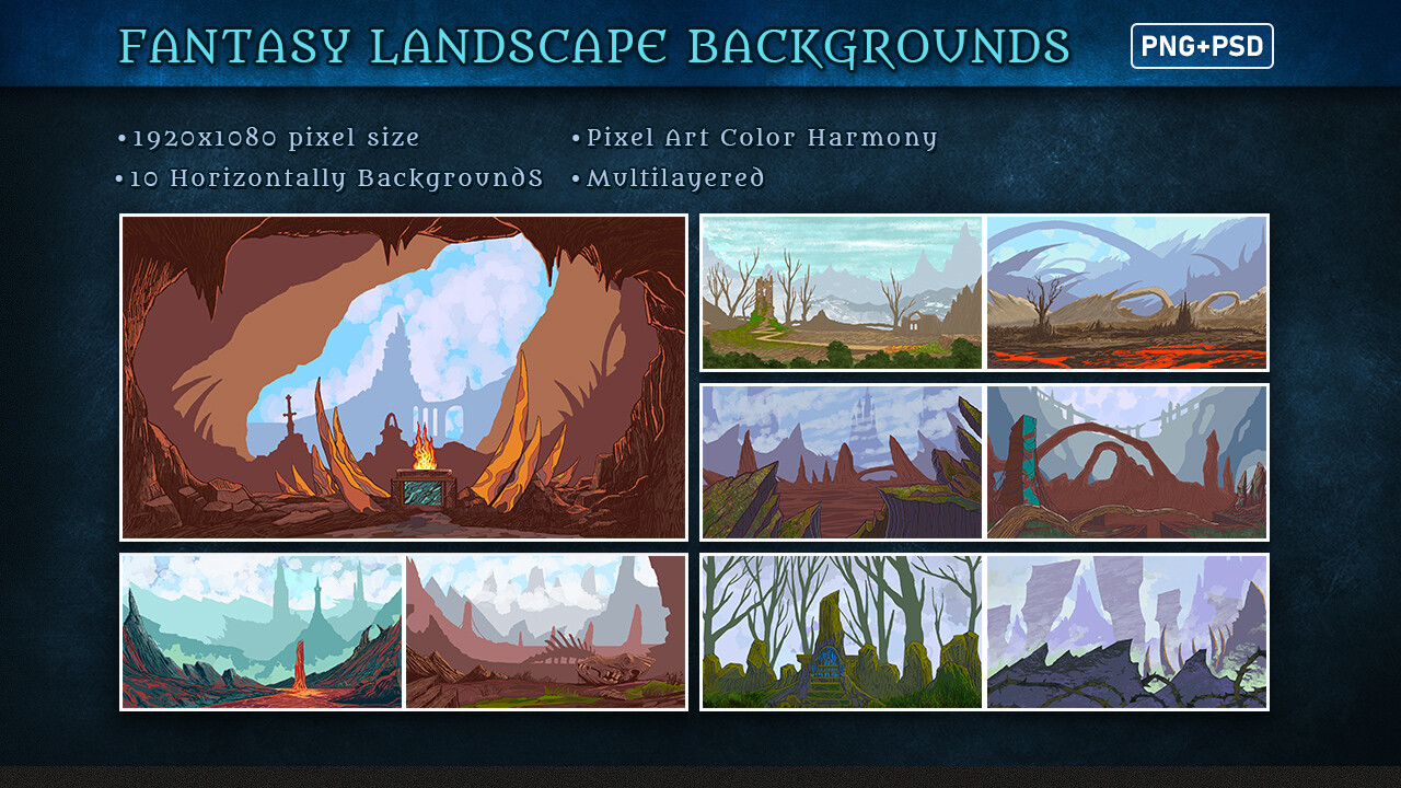 ArtStation - Fantasy Landscape Backgrounds | Game Assets