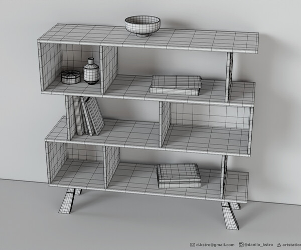 ArtStation - Bookshelf | 3D model | 2k Textures | Resources