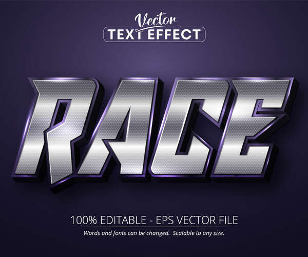 ArtStation - Race text, shiny silver color style editable text effect ...