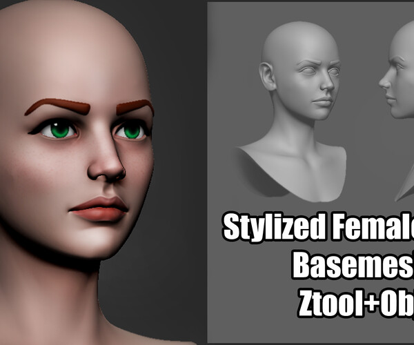 ArtStation - Stylized Female Head Basemesh Ztool+Obj | Game Assets