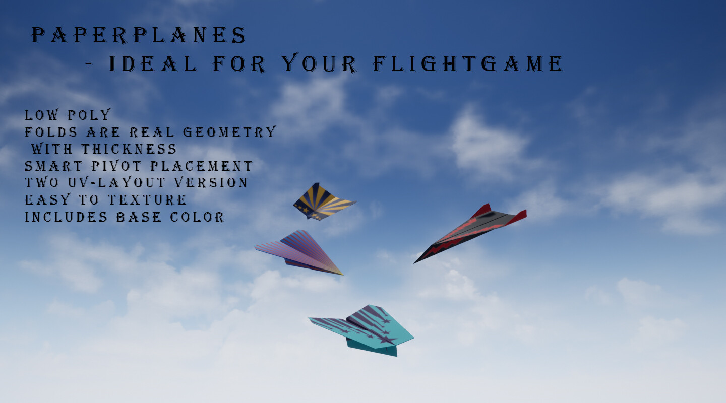 ArtStation - Paper plane - Package Low-poly 3D model | Game Assets