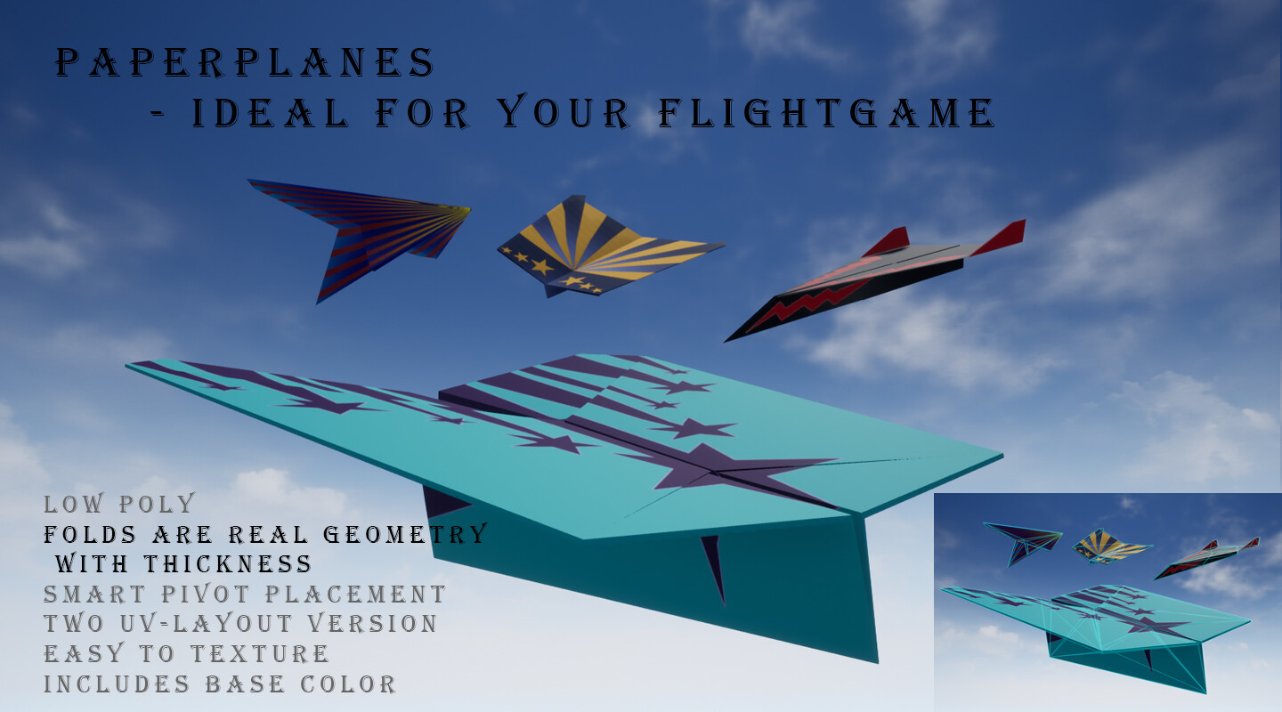 ArtStation - Paper plane - Package Low-poly 3D model | Game Assets