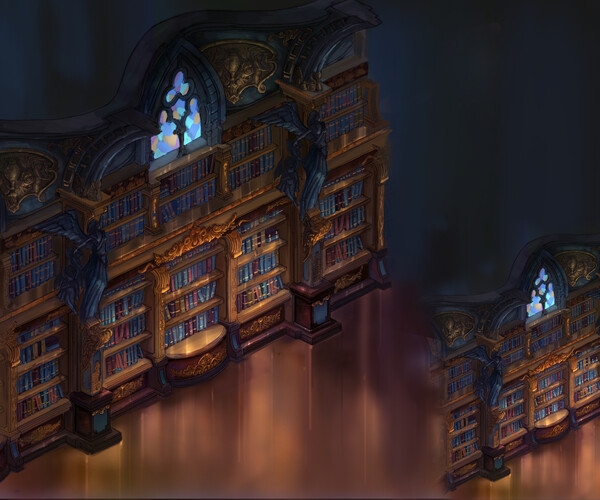 ArtStation - Library - shelves wall 01 | Resources