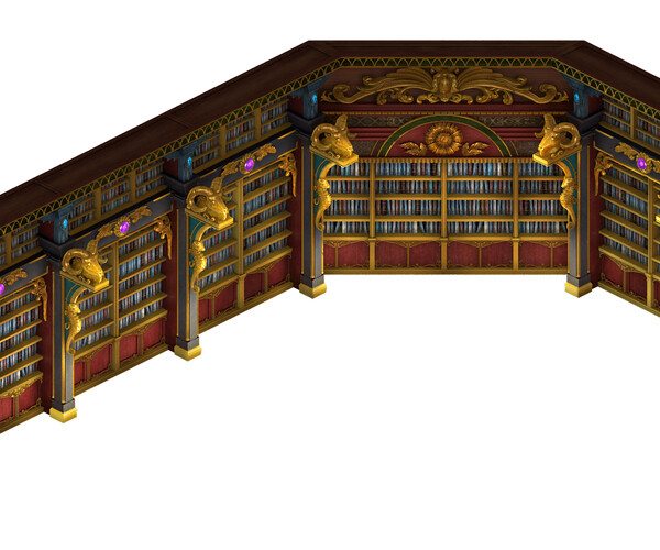 ArtStation - Library - Bookcase Wall Corner 01 | Resources