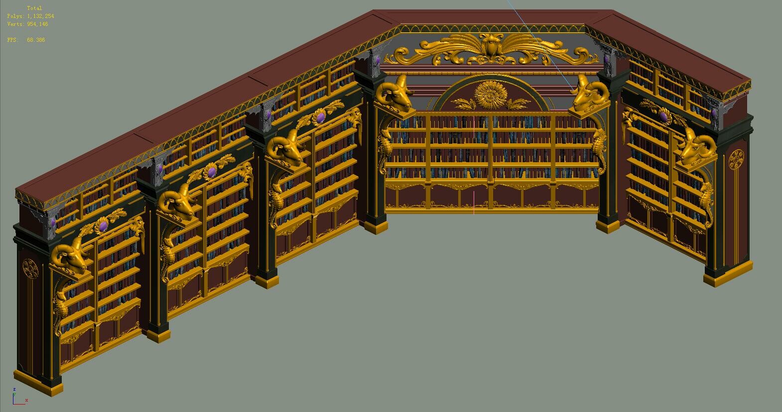 ArtStation - Library - Bookcase Wall Corner 01 | Resources