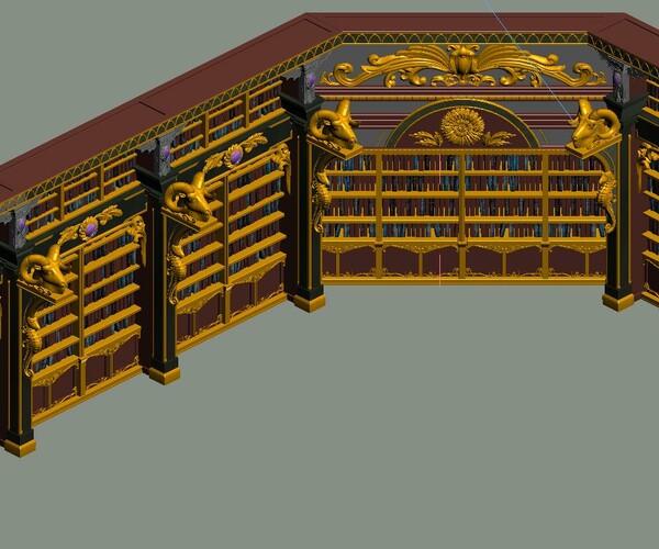 ArtStation - Library - Bookcase Wall Corner 01 | Resources