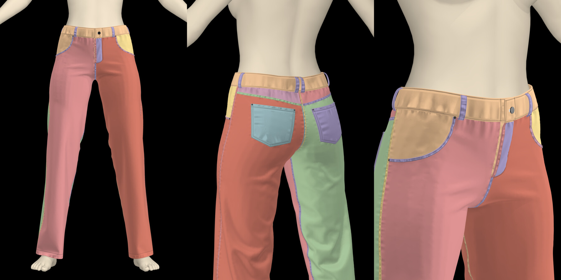 ArtStation - FEMALE PANTS PACK – zprj obj highpoly | Game Assets
