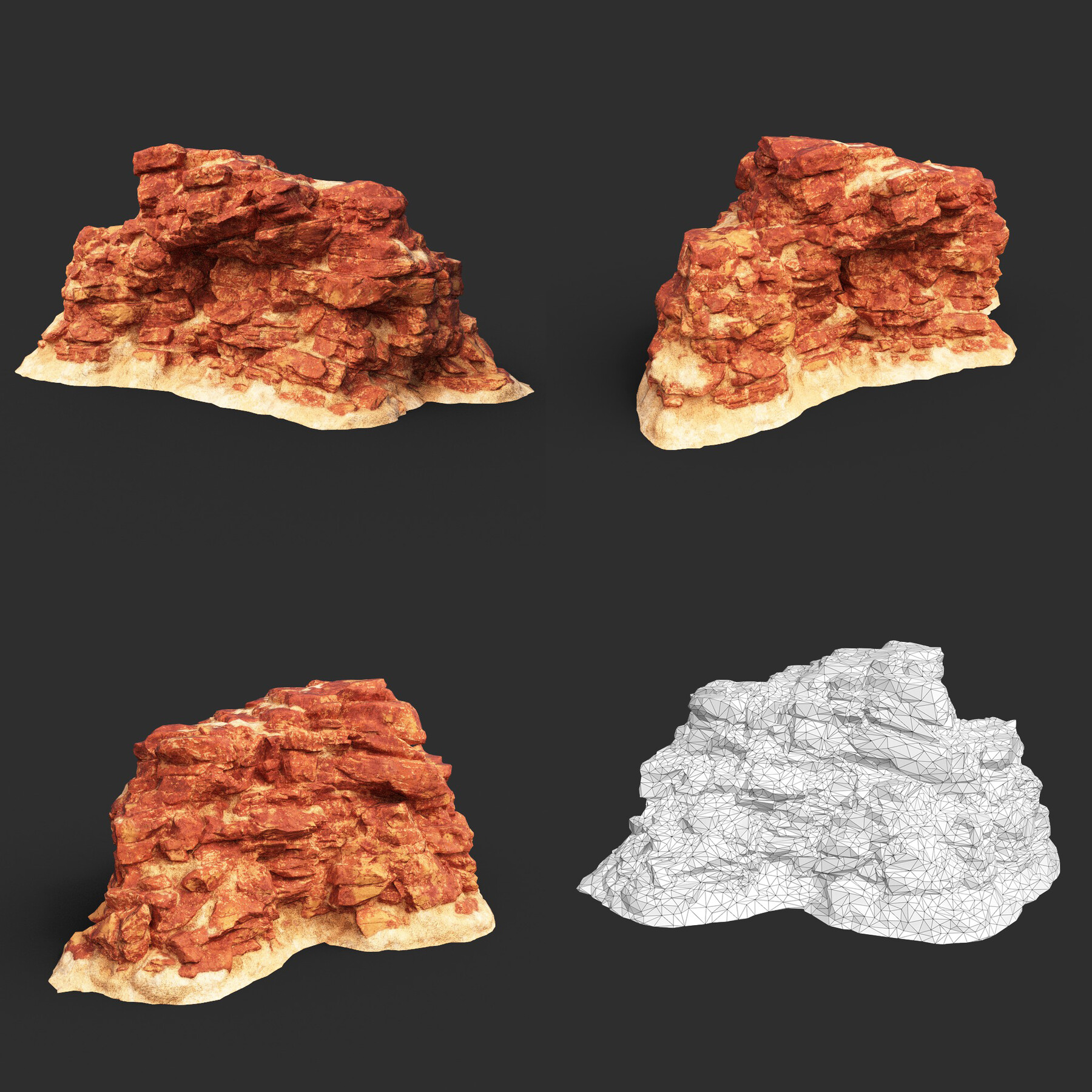 ArtStation - Low poly Sandstone Canyon Cliff Collection 210323 | Game ...