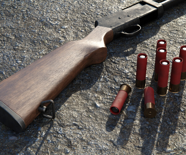 ArtStation - Shotgun with cartridges | 3D model | Low Poly | 4k ...
