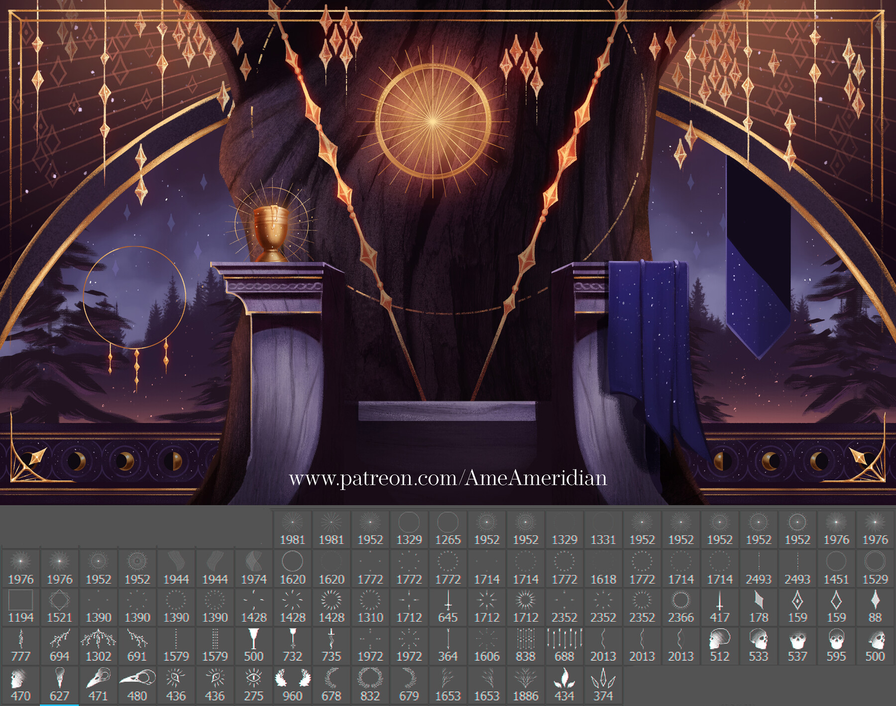 ArtStation - 100 hand drawn Tarot Card brushes | Brushes