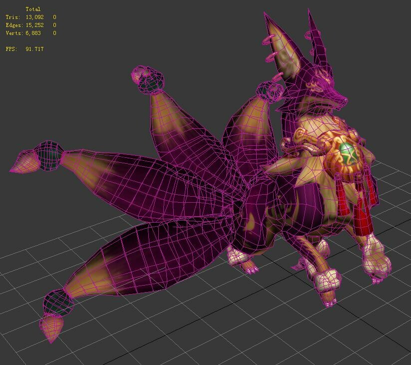 ArtStation - Game animated character - six tails fox | Game Assets