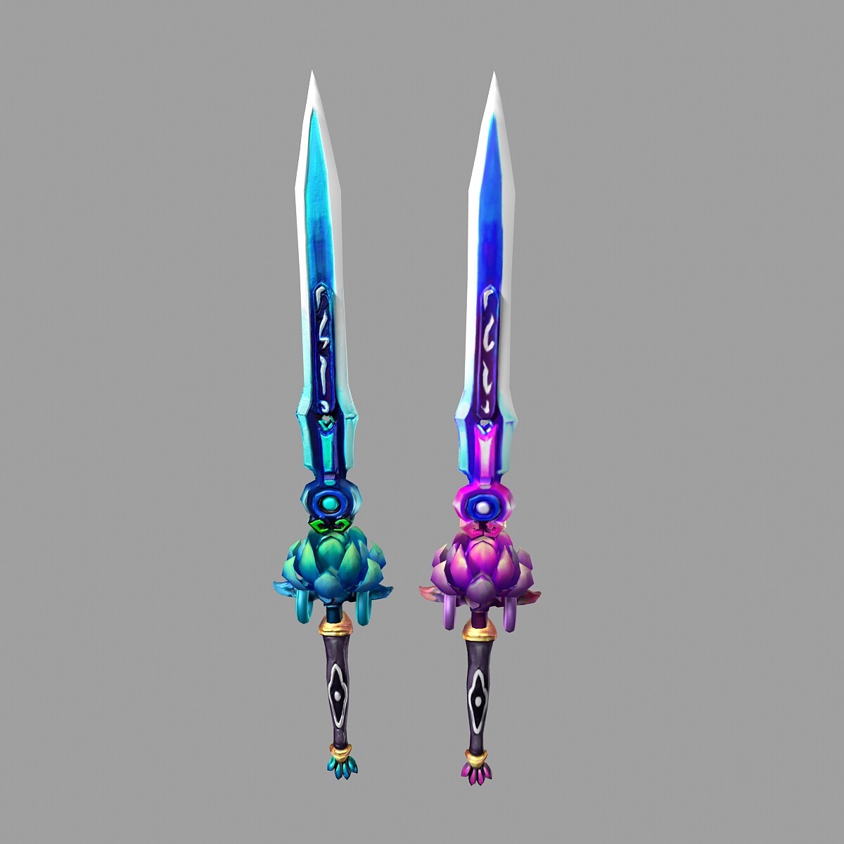 ArtStation - Game character weapons - purple green swords 50 | Game Assets