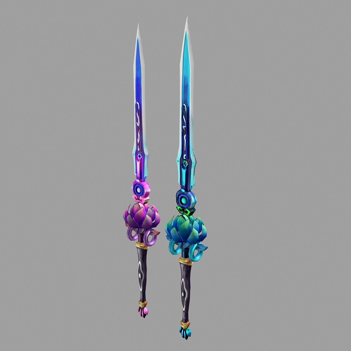 ArtStation - Game character weapons - purple green swords 50 | Game Assets