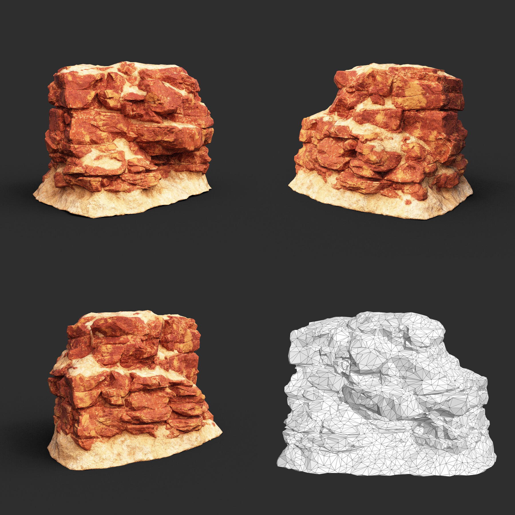 ArtStation - Low poly Sandstone Desert Rock Collection 210319 | Game Assets