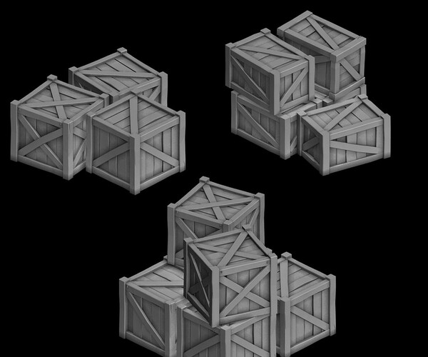 ArtStation - Wooden Box Combination 032 | Game Assets