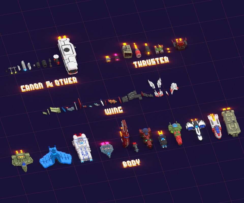 ArtStation - +100 Modular Voxel Spaceships Assets | Game Assets