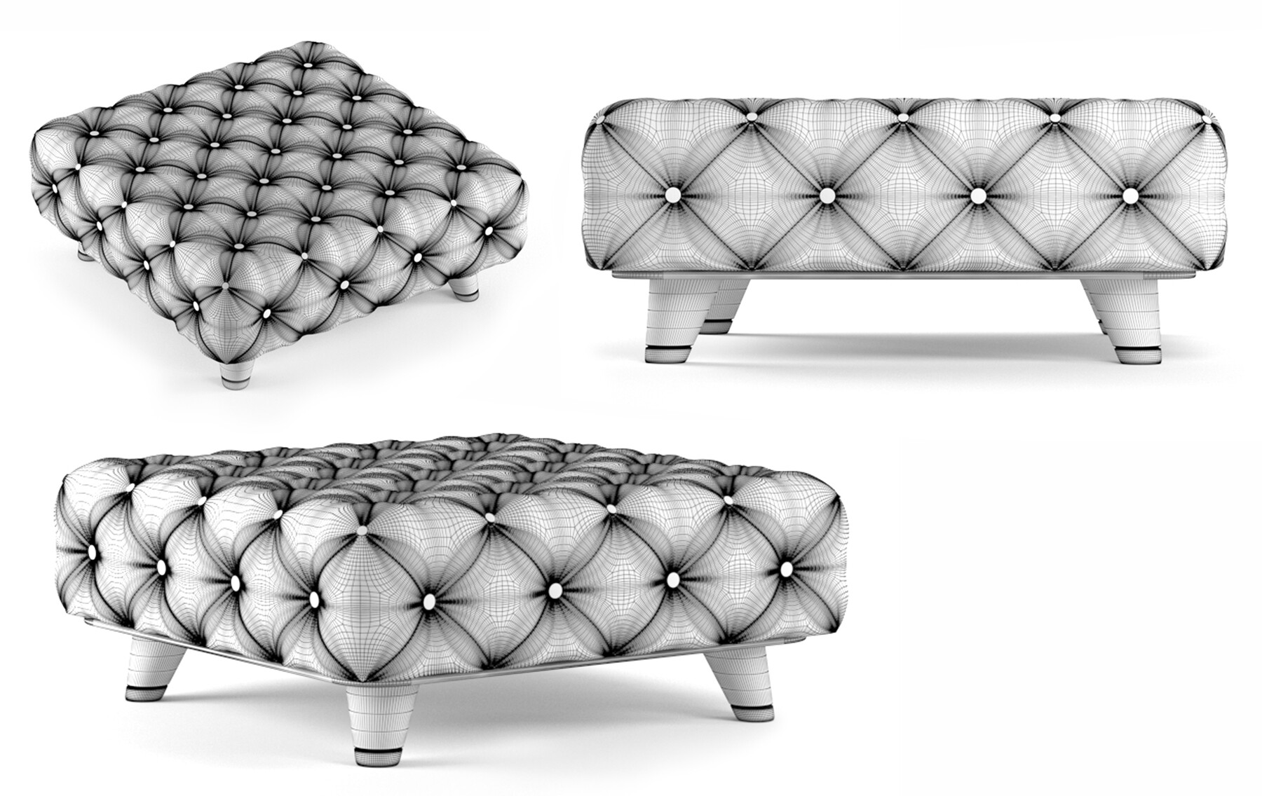 ArtStation - Modern Square Tufted Coffee Table Ottoman | Resources