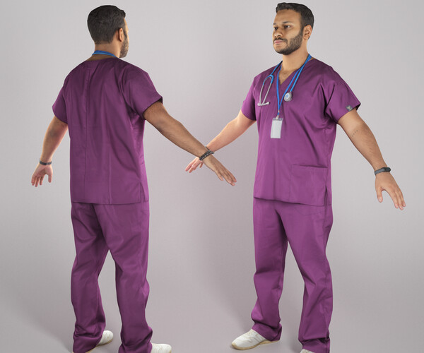 ArtStation - Male doctor in purple uniform ready for animation 299 ...