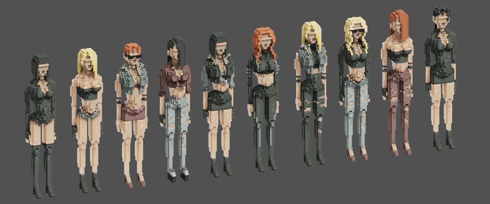 ArtStation - +30 Modular Female Voxel Characters | Game Assets