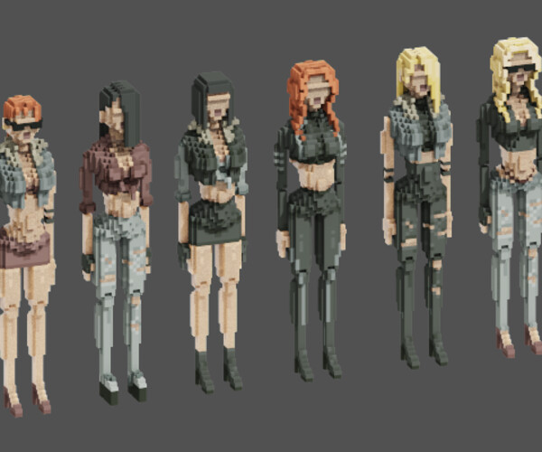 ArtStation - +30 Modular Female Voxel Characters | Game Assets