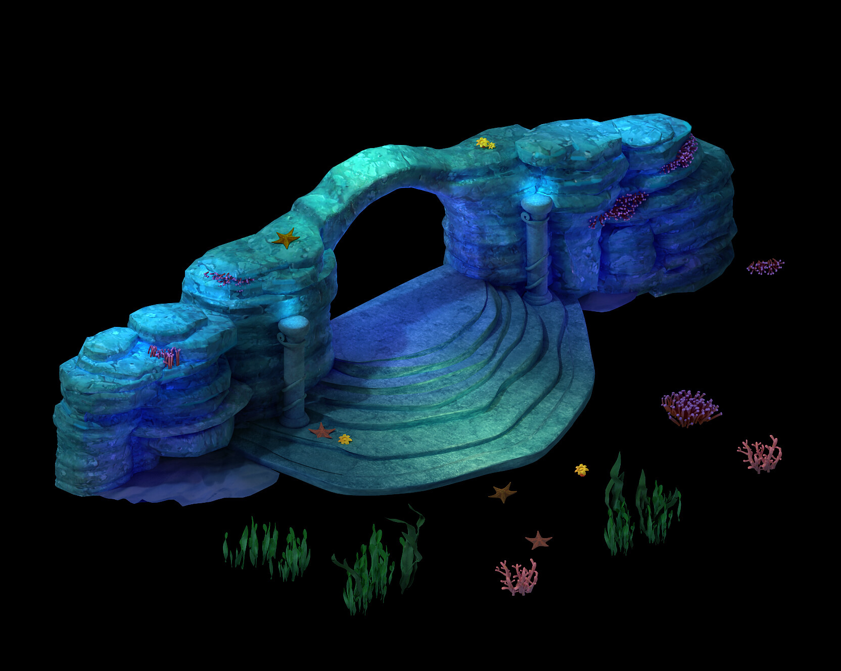 ArtStation - Cartoon Underwater City - Rock Arch 01 | Game Assets