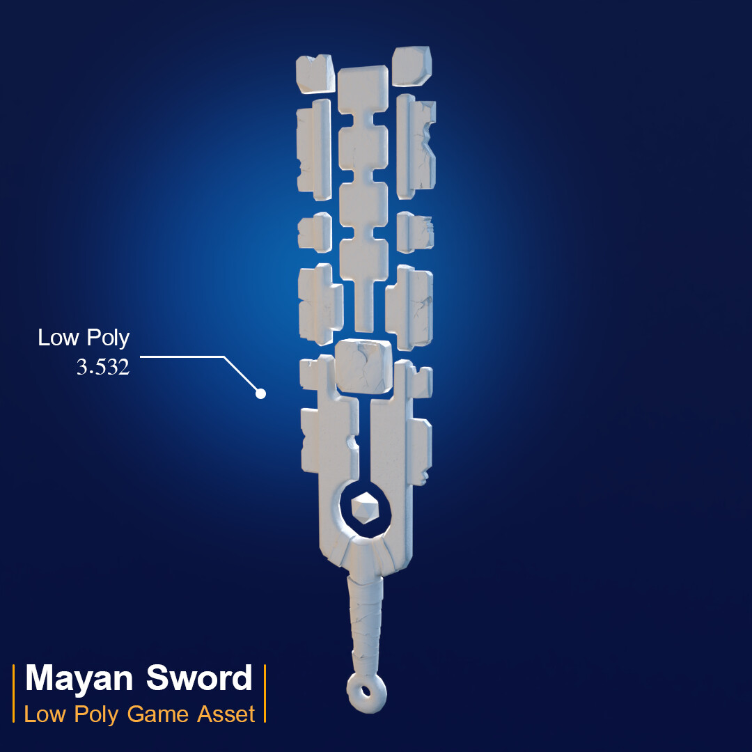 ArtStation - Free Low Poly Mayan Sword | Game Assets