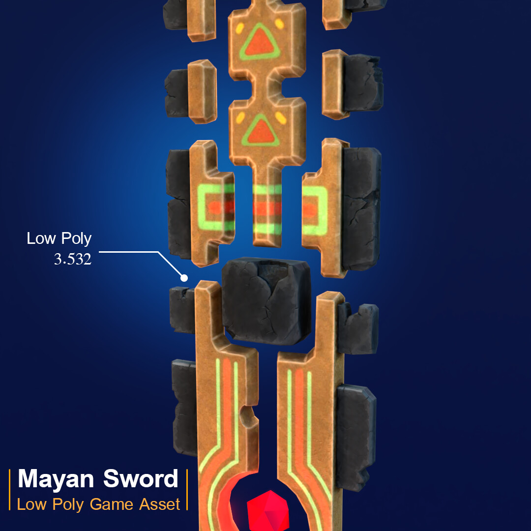 ArtStation - Free Low Poly Mayan Sword | Game Assets