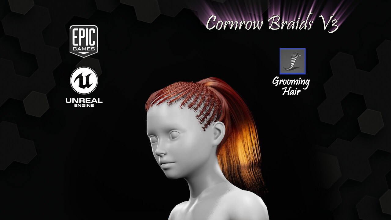 ArtStation - Cornrow Braids V3 Styles (Groom) For UE4 | Game Assets