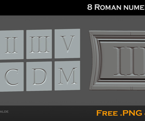 ArtStation - [FREE] 8 Roman Number Alpha 4K | Brushes