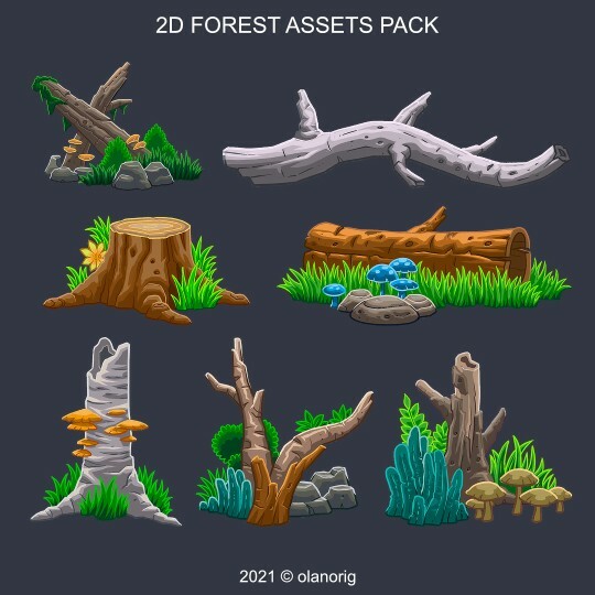 ArtStation - 2D Forest Assets Pack ver.2 | Game Assets