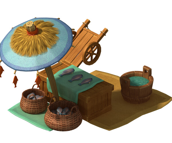 ArtStation - City - Fish Stand | Game Assets