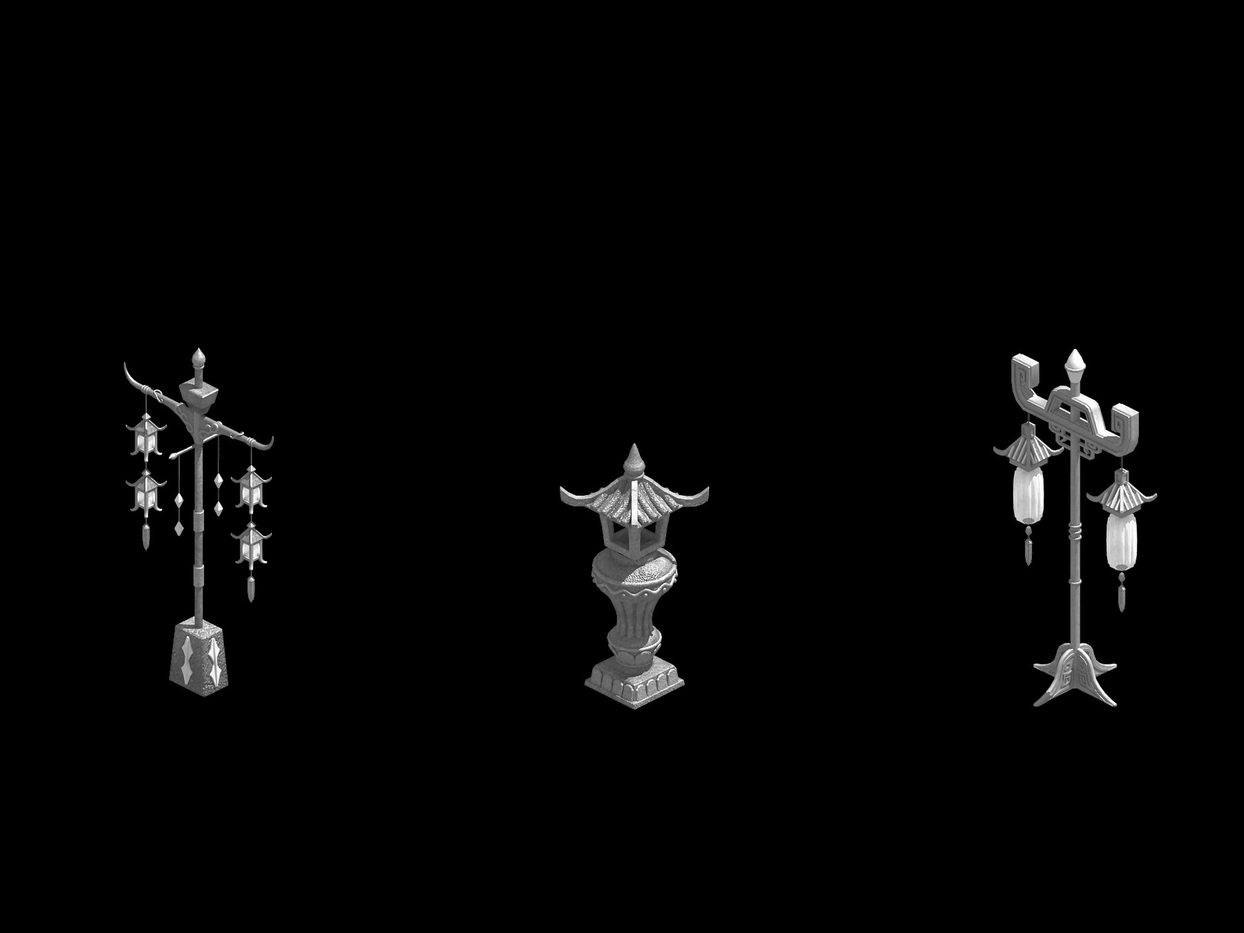 ArtStation - China - Ancient - Street Lights 696 | Game Assets