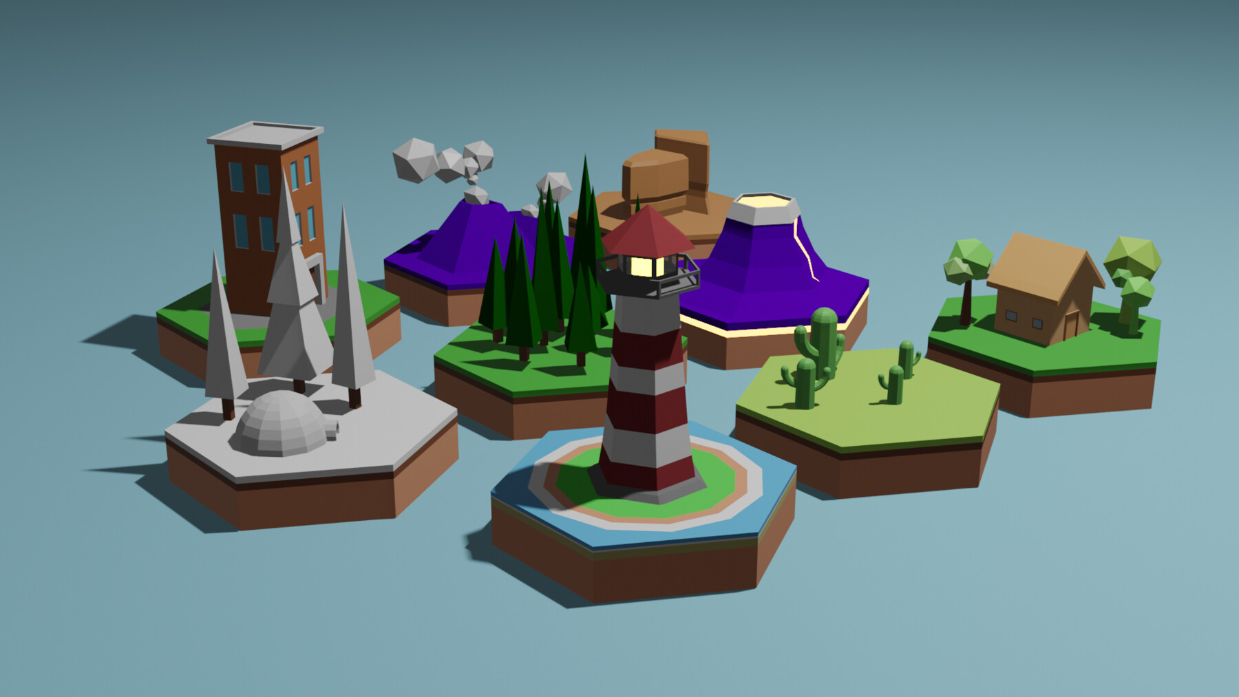 ArtStation - Cartoon islands set Low-poly | Game Assets