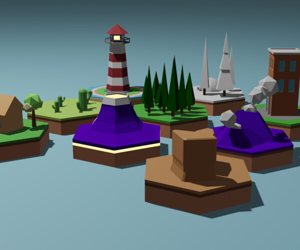 ArtStation - Cartoon islands set Low-poly | Game Assets