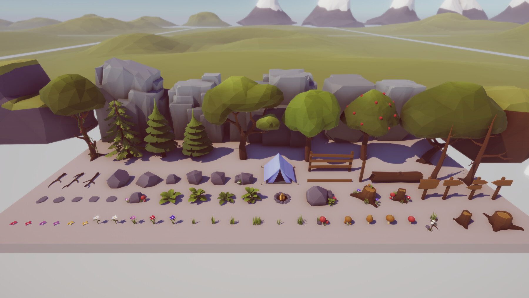 ArtStation - Low Poly Nature Gradient - Asset for Unity 3D, Map and Models | Game Assets