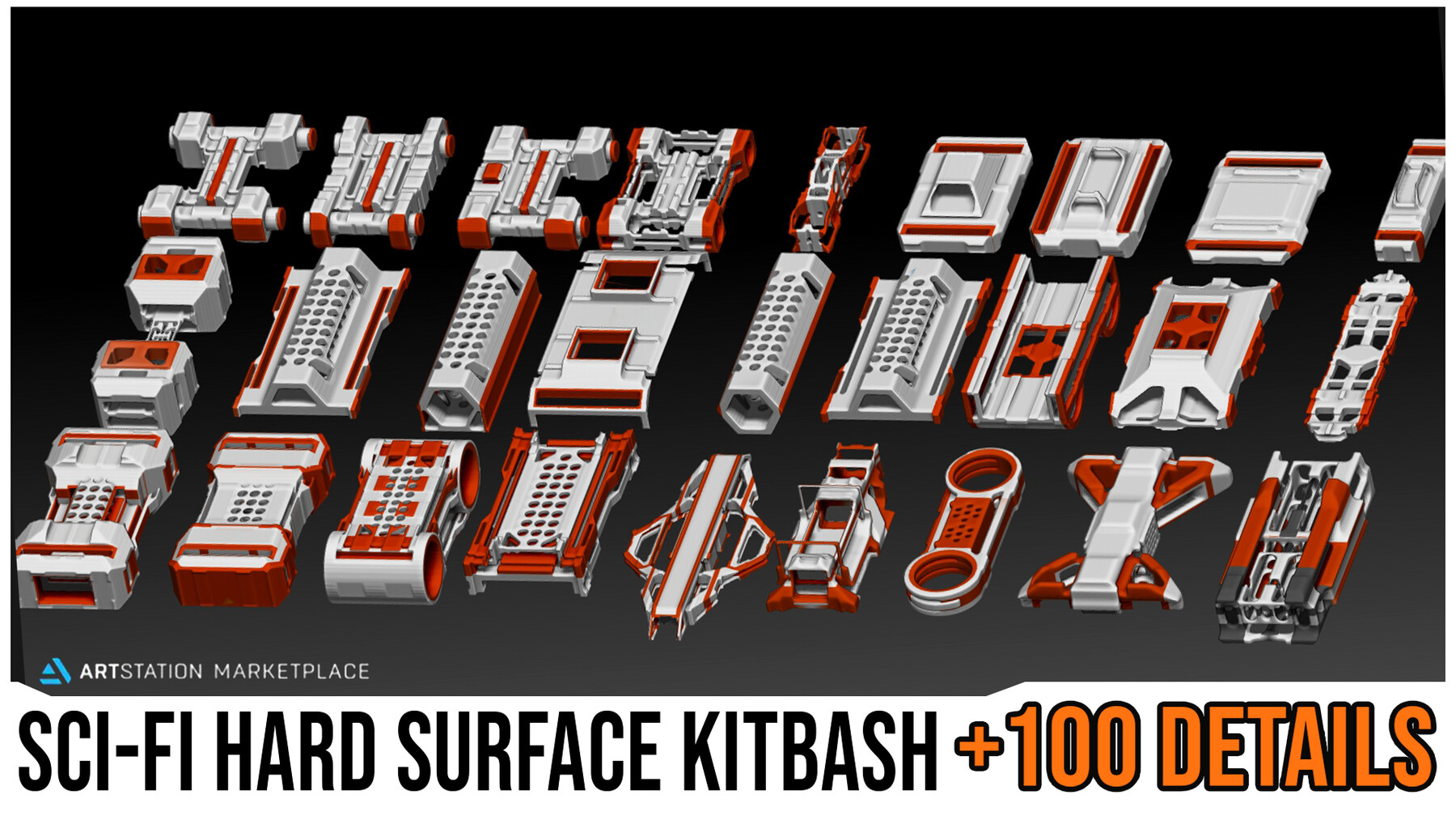 ArtStation - Sci-Fi Hard Surface KITBASH BUNDLE +100 DETAILS | Resources