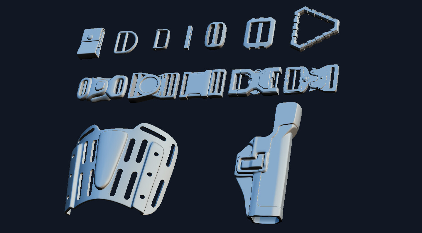 ArtStation - IMM Tactical Drop Leg Holster + buckles - tactical ...