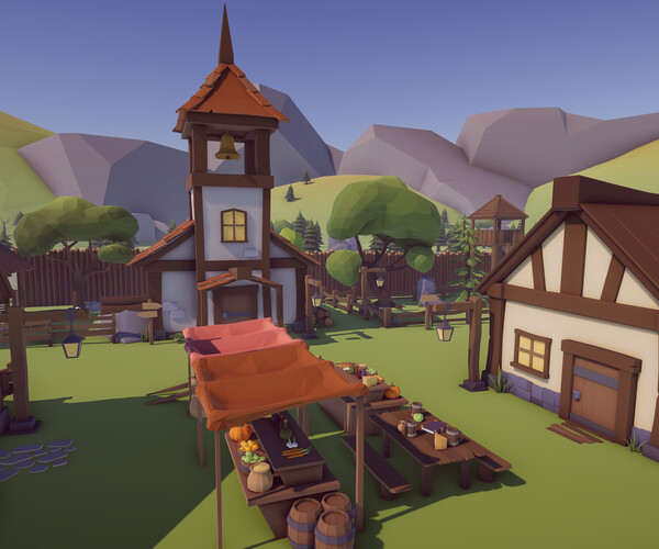 ArtStation - Low Poly Medieval Village - Asset for Unity 3D, Map and Models | Game Assets