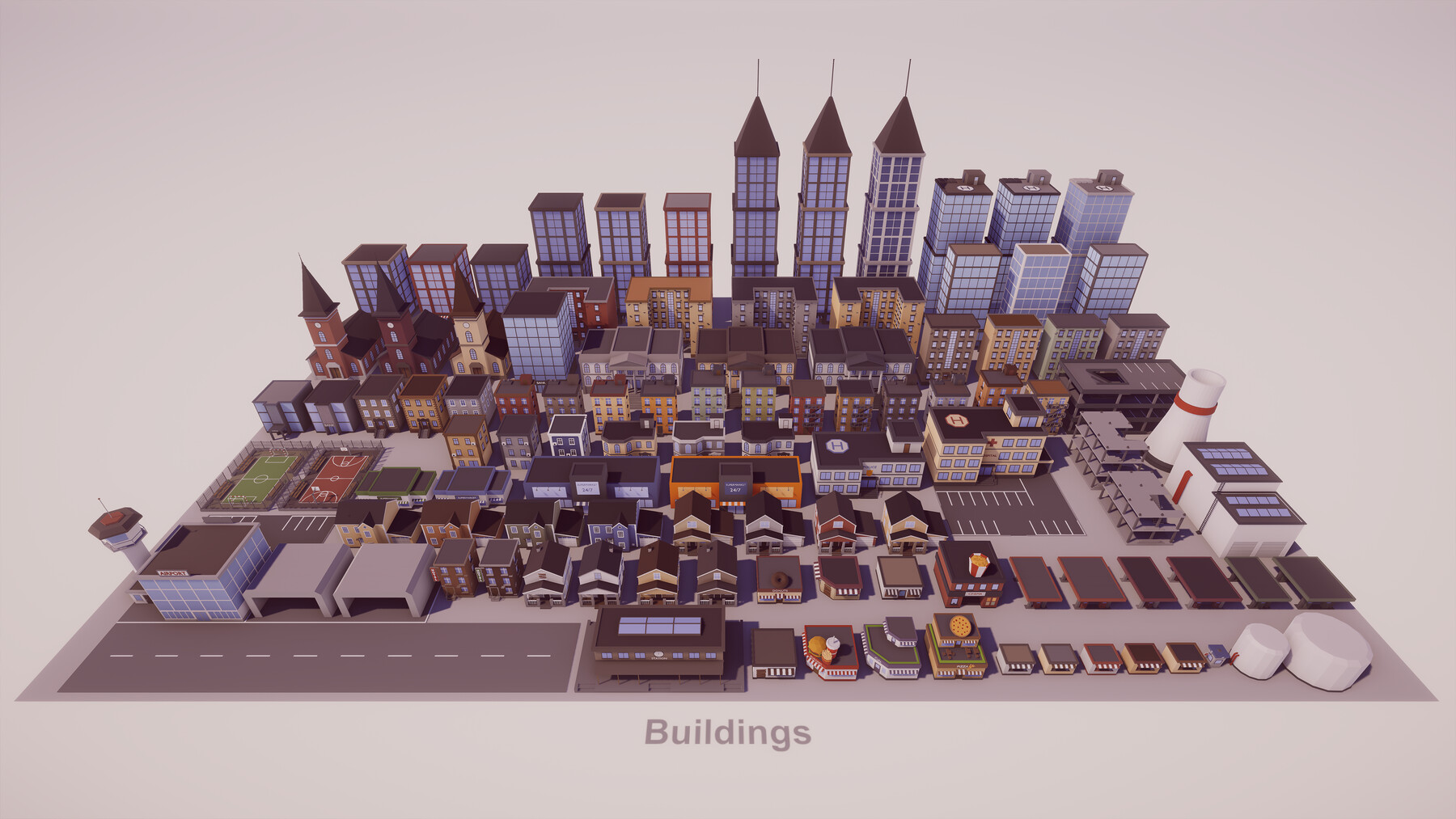 ArtStation - Low Poly Megapolis Pack - Asset for Unity 3D, City Map and Models | Game Assets