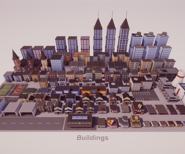 ArtStation - Low Poly Megapolis Pack - Asset for Unity 3D, City Map and ...