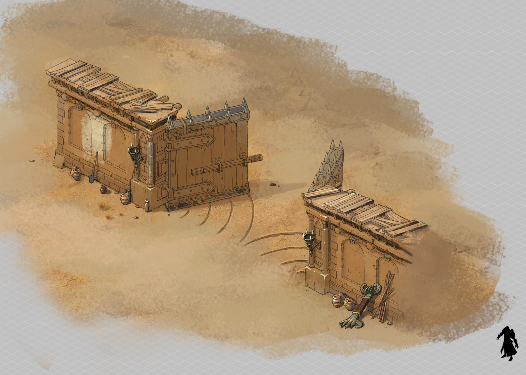 ArtStation - Death Desert - Wall Connection 01 | Game Assets