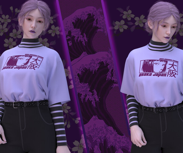 ArtStation - Clo3d/Marvelous designer Female Grunge outfit. Zprj/Obj ...