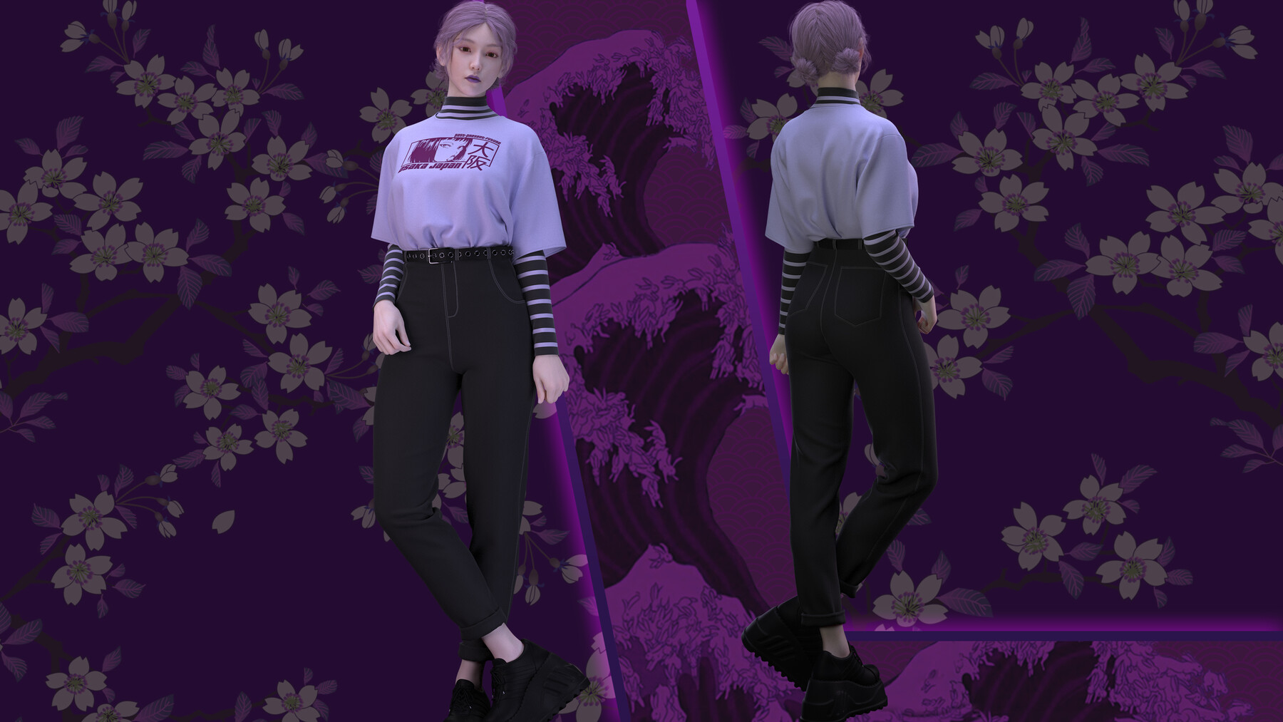 ArtStation - Clo3d/Marvelous designer Female Grunge outfit. Zprj/Obj ...