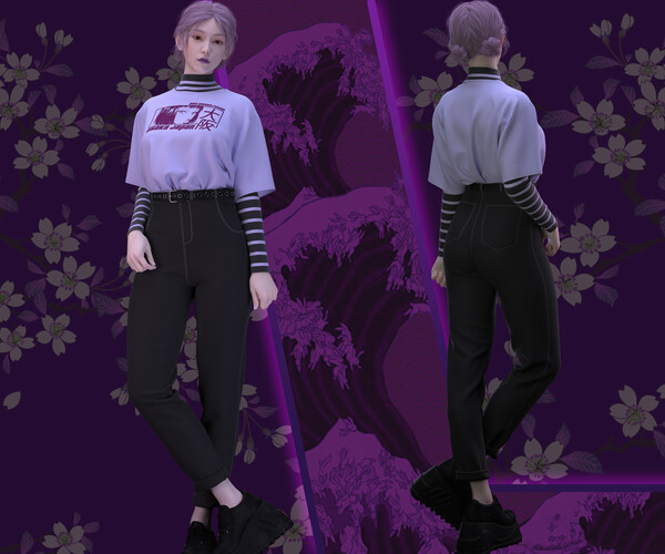 ArtStation - Clo3d/Marvelous designer Female Grunge outfit. Zprj/Obj ...